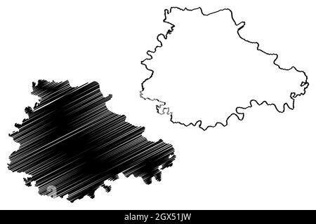 Jalaun district (Uttar Pradesh State, Republic of India) map vector ...