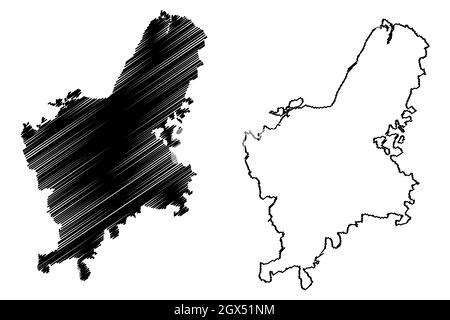 Jamnagar district (Gujarat State, Republic of India) map vector ...