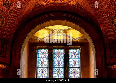 The mosaic ceiling in the rotunda inside the Royal Ontario Museum or ...
