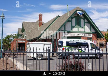 Historic Amtrak station and Visitor’s Center in downtown Flagstaff ...