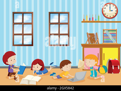 Children studying in the classroom Stock Vector Image & Art - Alamy