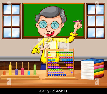 Math teacher teaching in classroom illustration Stock Vector Image ...