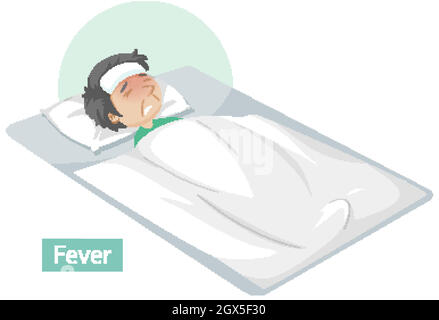 Cartoon character with fever symptoms illustration Stock Vector Image ...