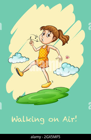 Idiom poster for walking on air illustration Stock Vector Image & Art ...