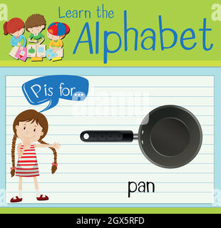 Flashcard of a letter P with a picture of a pan Stock Vector Image ...