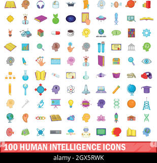 Human intelligence icons set, cartoon style Stock Vector Image & Art ...
