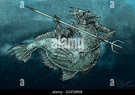 Medieval knight. European knight illustration. Crusader with sword ...