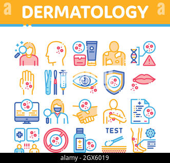Dermatology Skin Care Collection Icons Set Vector Stock Vector Image ...
