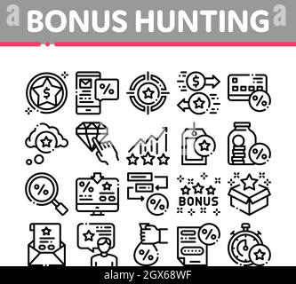 Bonus line vector icons and signs. Gratuity, Incentive, Tip, Payout ...