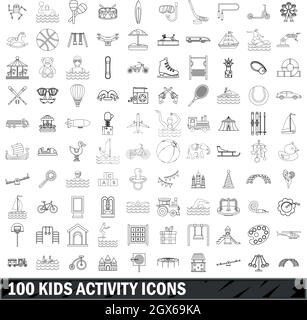 100 robot icons set. Outline illustration of 100 robot icons vector set ...