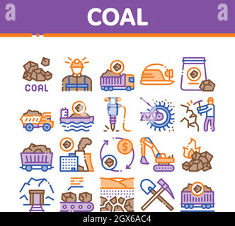 Coal mining factory industry icons set isolated vector illustration Stock Vector Image & Art - Alamy