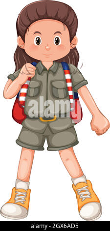 Happy girl scout cartoon character illustration Stock Vector Image ...