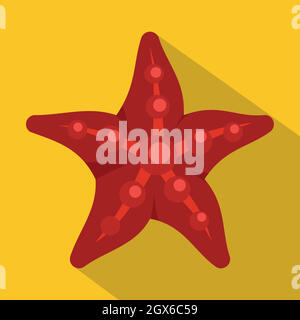 Starfish flat style. Red Starfish icon. Sea animal cartoon style ...