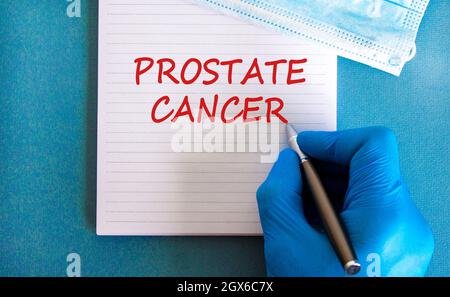 Prostate cancer symbol. White note with words Prostate cancer ...
