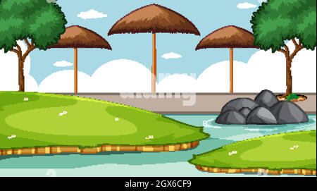 Zoo park without animal scene illustration Stock Vector Image & Art - Alamy