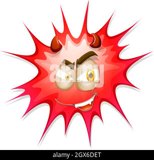 A Red Devil cartoon character with facial expression on transparent ...