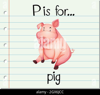 Flashcard letter P is for pig Stock Vector Image & Art - Alamy