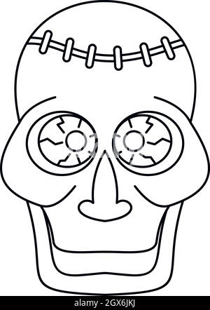 Demon mask line icon. Halloween mask vector illustration isolated on ...