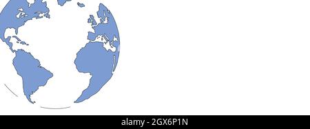 Atlantic ocean map. Globe sketch with blue water contour Stock Vector ...