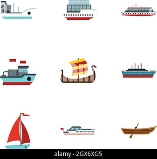 Steamboat icon flat vector. River ship. Cargo front isolated Stock ...