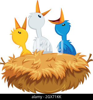 Three baby birds in nest Stock Vector Image & Art - Alamy