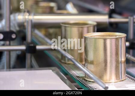 Industrial machine used in canning jar production. A close-up view ...