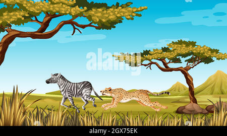 Wild animals running in race illustration Stock Vector Image & Art - Alamy