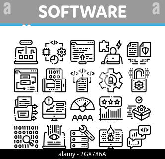 App programming linear icons set. Programming, Development, Design ...
