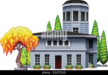 building structure with trees plants isolated icon vector illustration ...