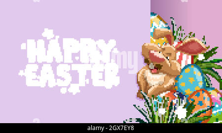 Easter theme with easter bunny and eggs illustration Stock Vector Image ...