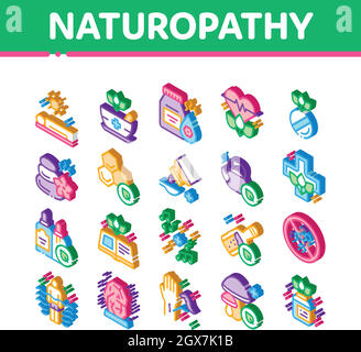 Naturopathy Therapy Vector Color Icons Set. Naturopathy Medication ...