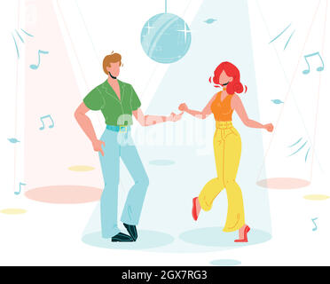 Boy And Girl Dancing Funk Dance Characters Vector Stock Vector Image ...