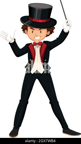 Male magician in black suit illustration Stock Vector Image & Art - Alamy