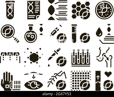 Biotechnology line icons collection. Genetics, Proteomics, Bioreactor ...