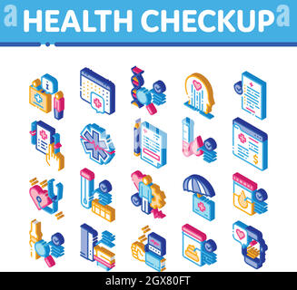 Medical examination icons set with x-ray and blood test symbols flat ...