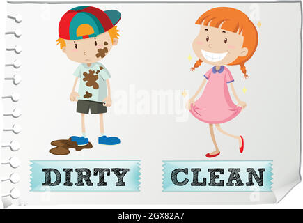 Opposite adjectives dirty and clean Stock Vector Image & Art - Alamy