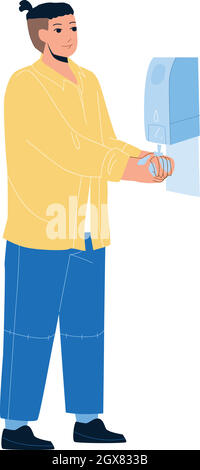 Washing hands with soap to prevent virus and bacteria vector grayscale ...