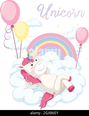 Cute unicorn on pastel color background illustration Stock Vector Image ...
