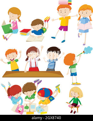 Illustration of many children doing activities Stock Vector Image & Art ...