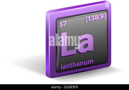 Lanthanum chemical element. Chemical symbol with atomic number and ...