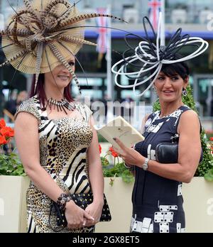 Racegoers on day two of Royal Ascot at Ascot Racecourse, Berkshire ...