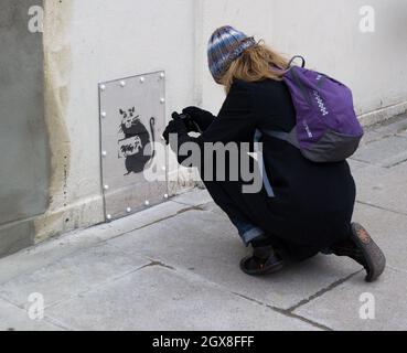 banksy boy making union flag bunting poundland turnpike lane london ...