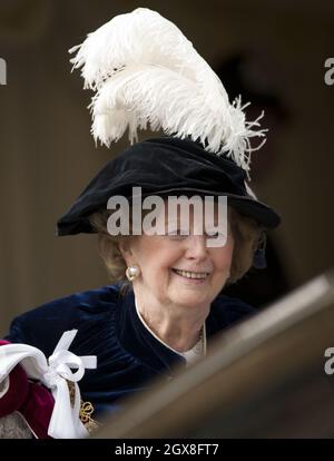 Baroness Margaret Thatcher attends the Order of the Garter ceremony at ...