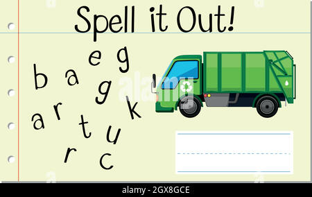 Flashcard letter G is for garbage truck illustration Stock Vector Image ...
