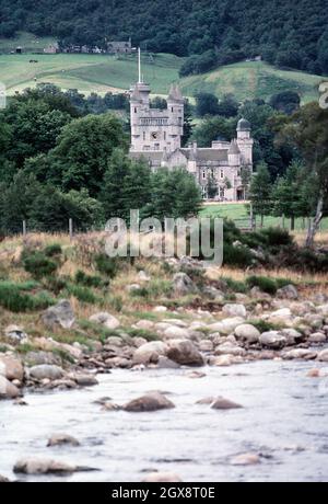 Balmoral Castle from the River Dee, Scotland, vintage engraving from ...