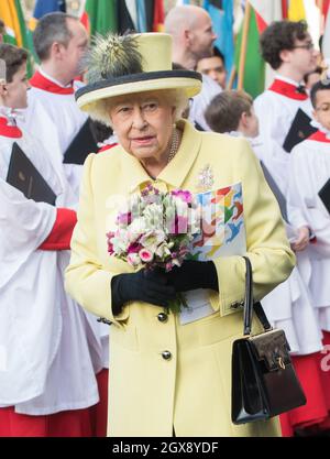 Queen Elizabeth ll attends the Commonwealth Service at Westminster ...