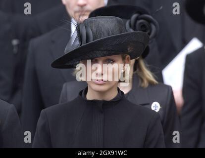 Zara Phillips at the Queen Mother funeral at Westminster Abbey in ...