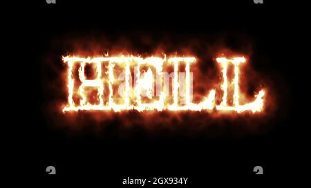3d illustration - Concept Of Word Hell In Fire Stock Photo - Alamy