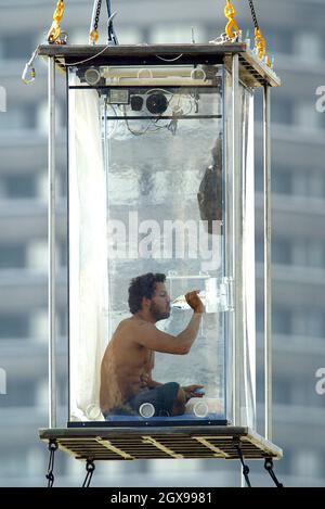 David Blaine in the glass box for his latest stunt spending 44 days ...
