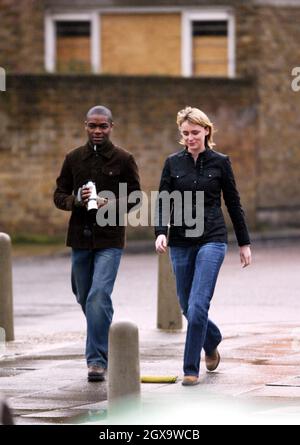 Keeley Hawes (Zoe) and David Oyelowe (Danny) film the third series of ...